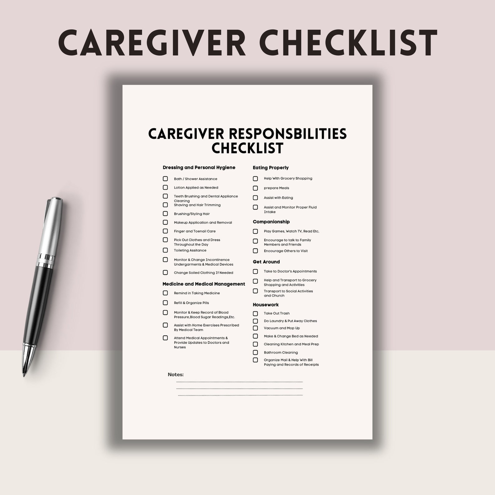 Home Health Caregiver Checklist Printable Caregiver Log Elderly Care ...