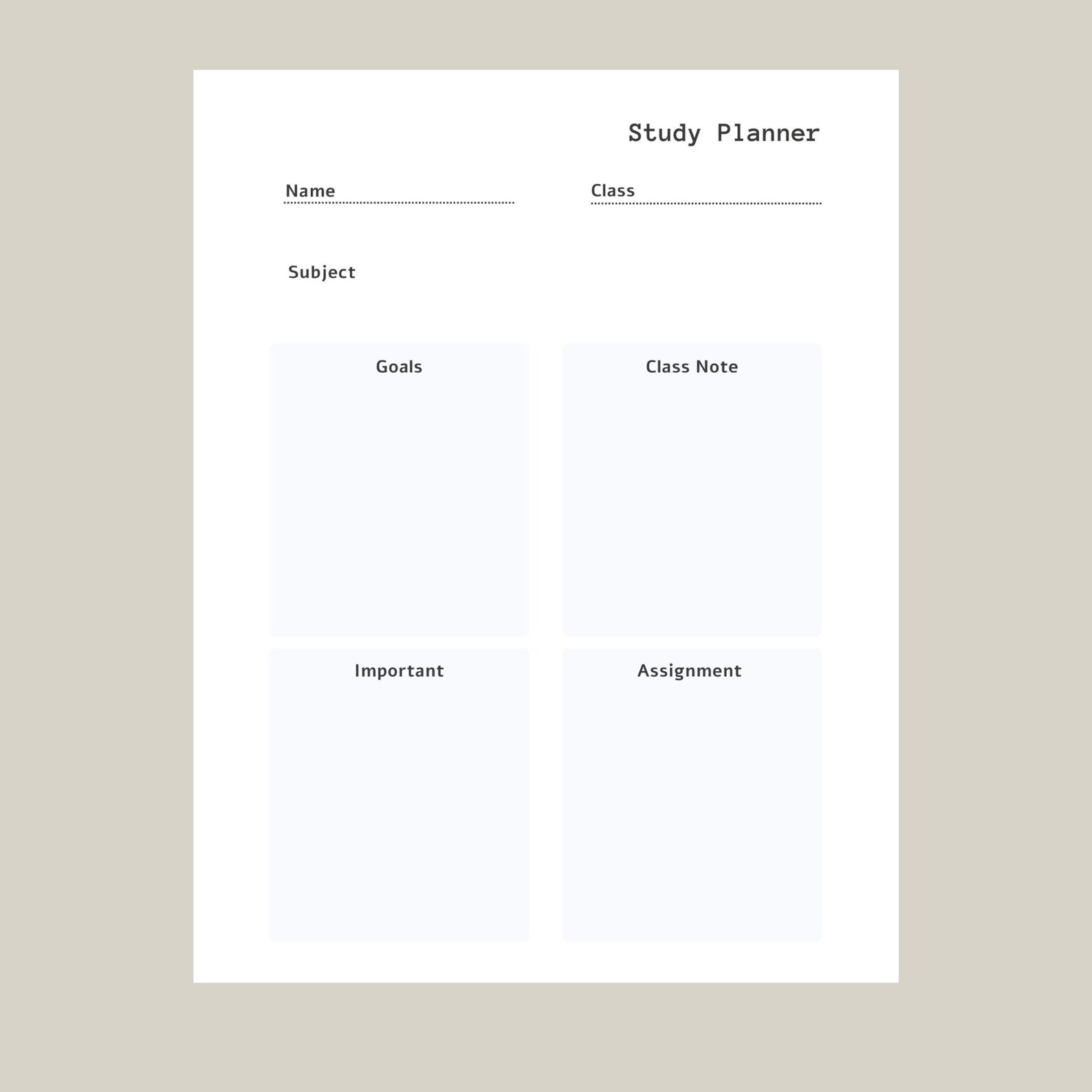 Minimalist Weekly Study Planner, Printable Planner,digital Study ...