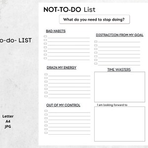 Printable Not to Dolist,printable to Do List,printable Checklit,instant ...