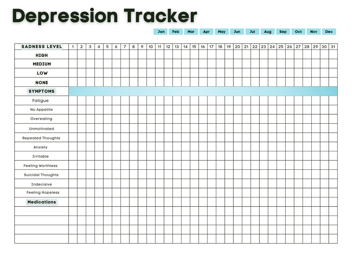 Printable Depression Tracker Self Care Planner Mental Health Printable ...