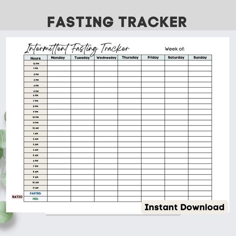 Intermittent Fasting Tracker,printable Tracker, Fasting Tracker,digital ...