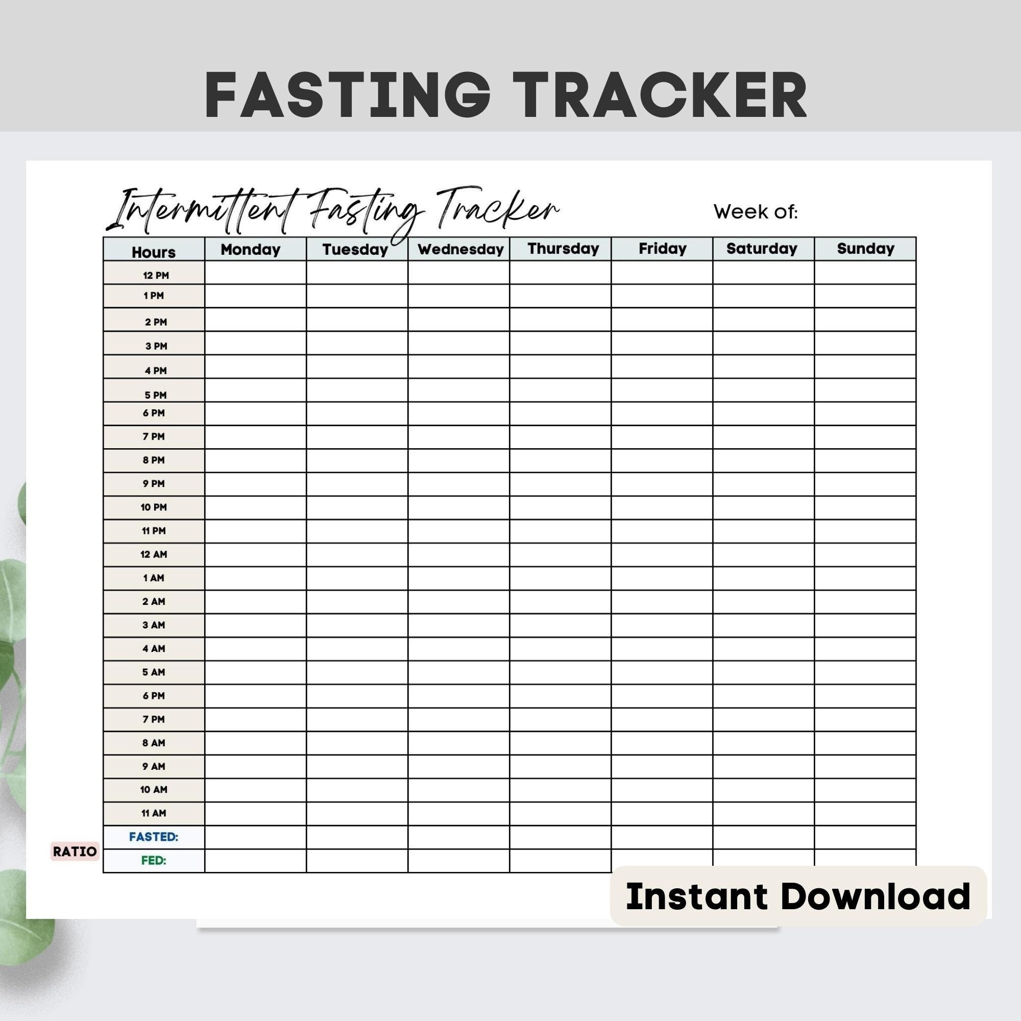 Intermittent Fasting Tracker,printable Tracker, Fasting Tracker,digital ...