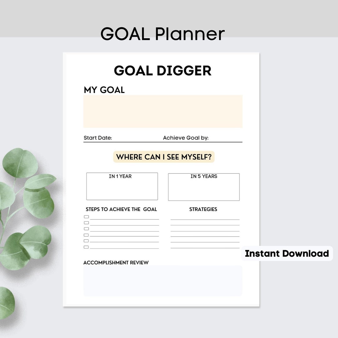 Goal Digger Planner|printable Planner| Goal Journal|goal Setting| Goal ...