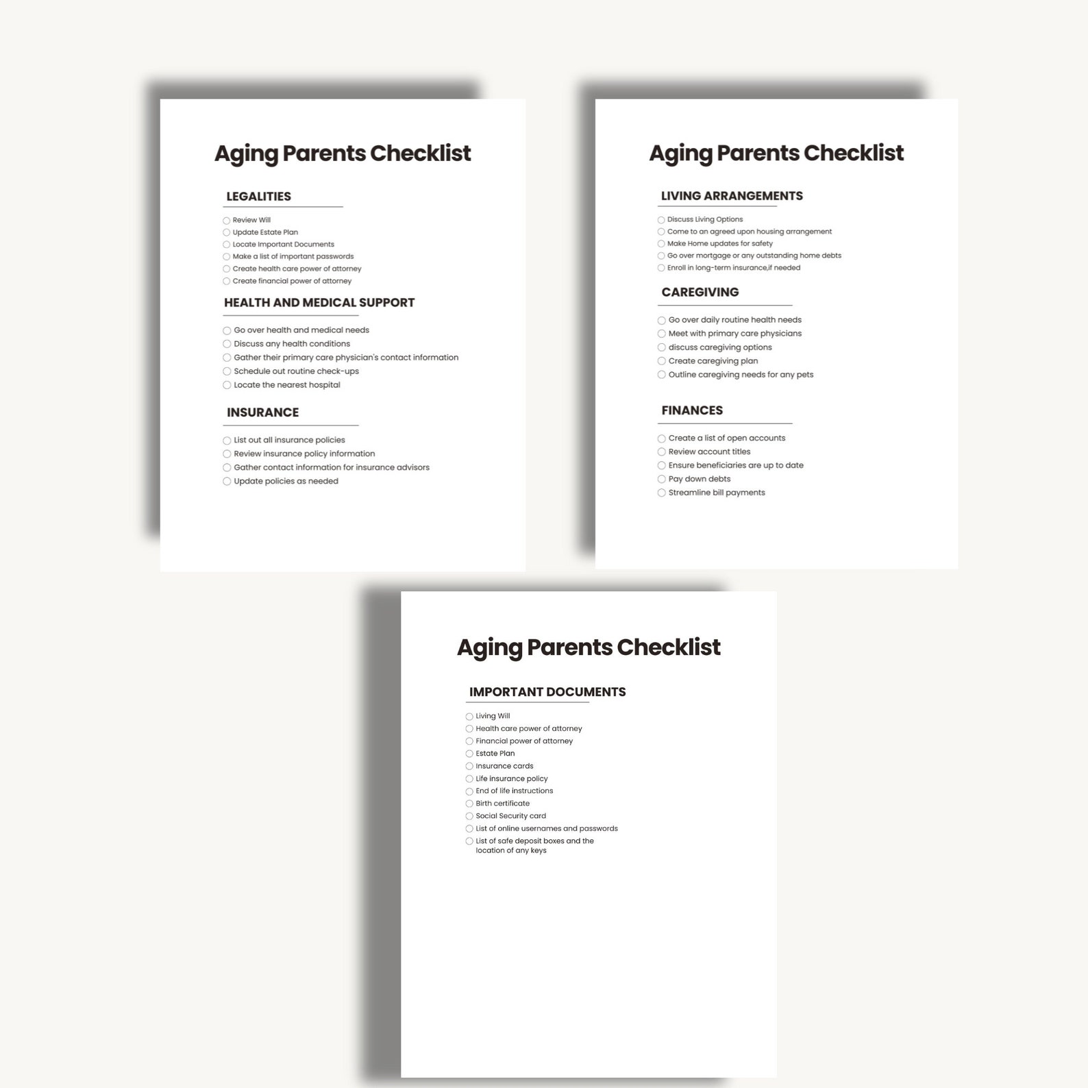 Aging Parents Checklist Printable: Dementia & Elderly Care (PDF) - Etsy