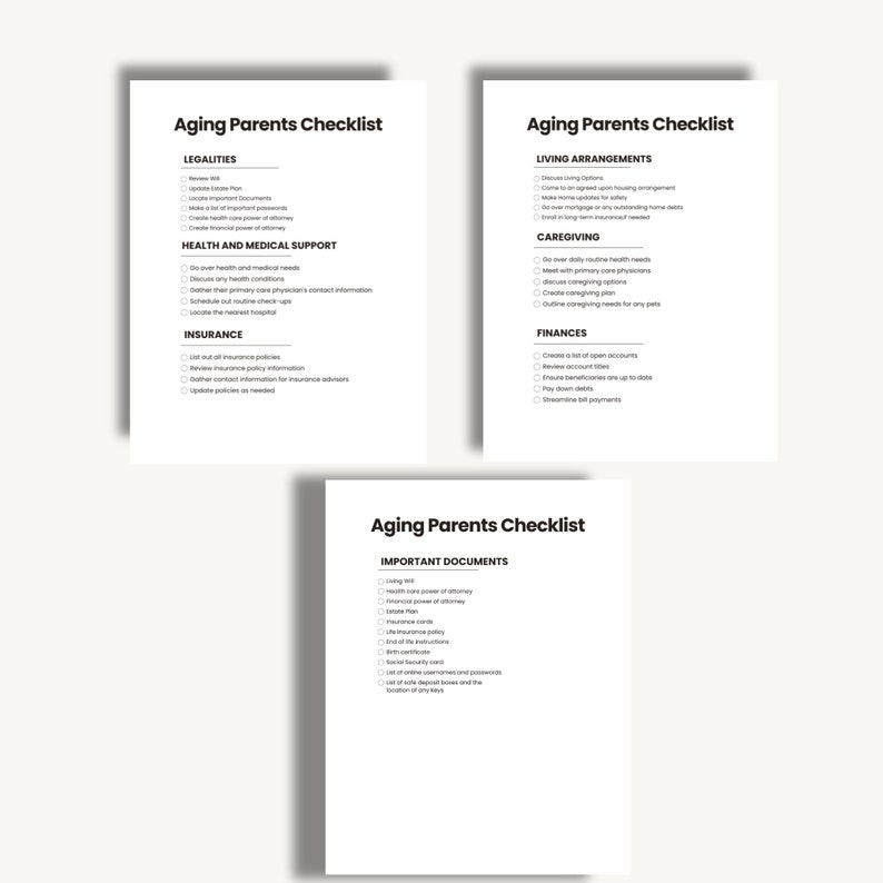 Aging Parents Checklist Printable: Dementia & Elderly Care (PDF) - Etsy