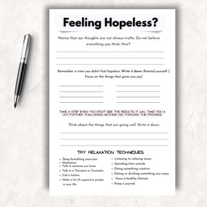 Journal for Feeling Hopeless |printable Journal Mental Health |self ...