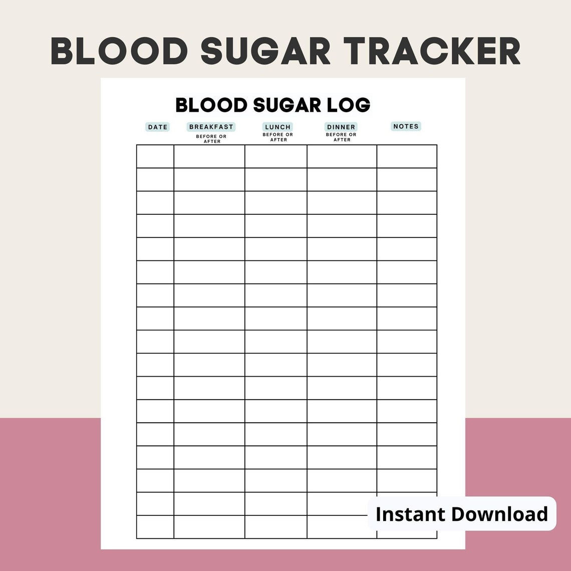 Blood Sugar Tracker|printable Tracker|blood Sugar Log|printable Log ...