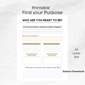 Find Your Purpose|printable Planner|life Purpose Journal|printable ...