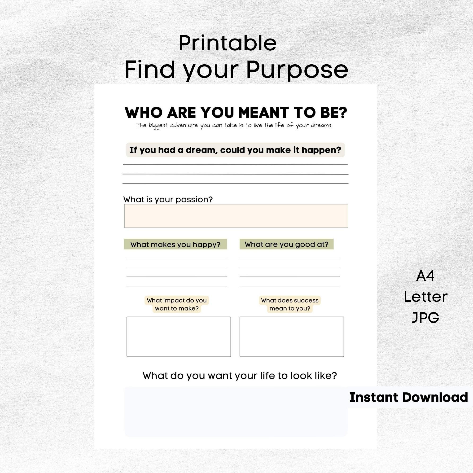 Find Your Purpose|printable Planner|life Purpose Journal|printable ...