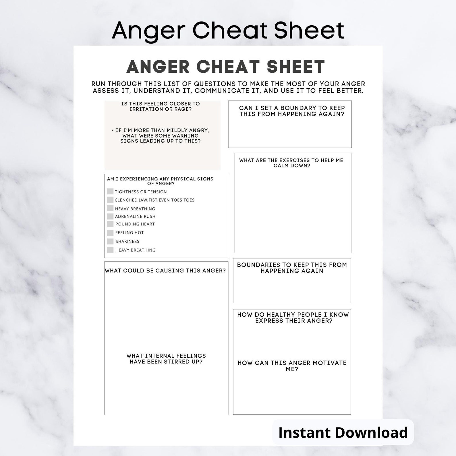 Anger Journal|mental Health|printable Journal|anger Management|coping ...