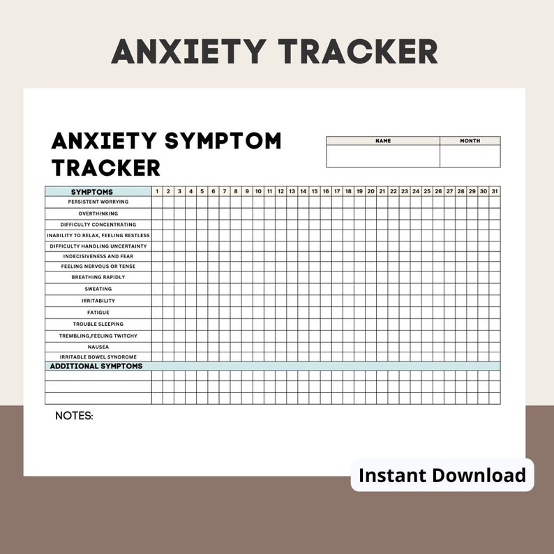 Anxiety Printable Tracker, Anxiety Journal, Mental Health Resource ...