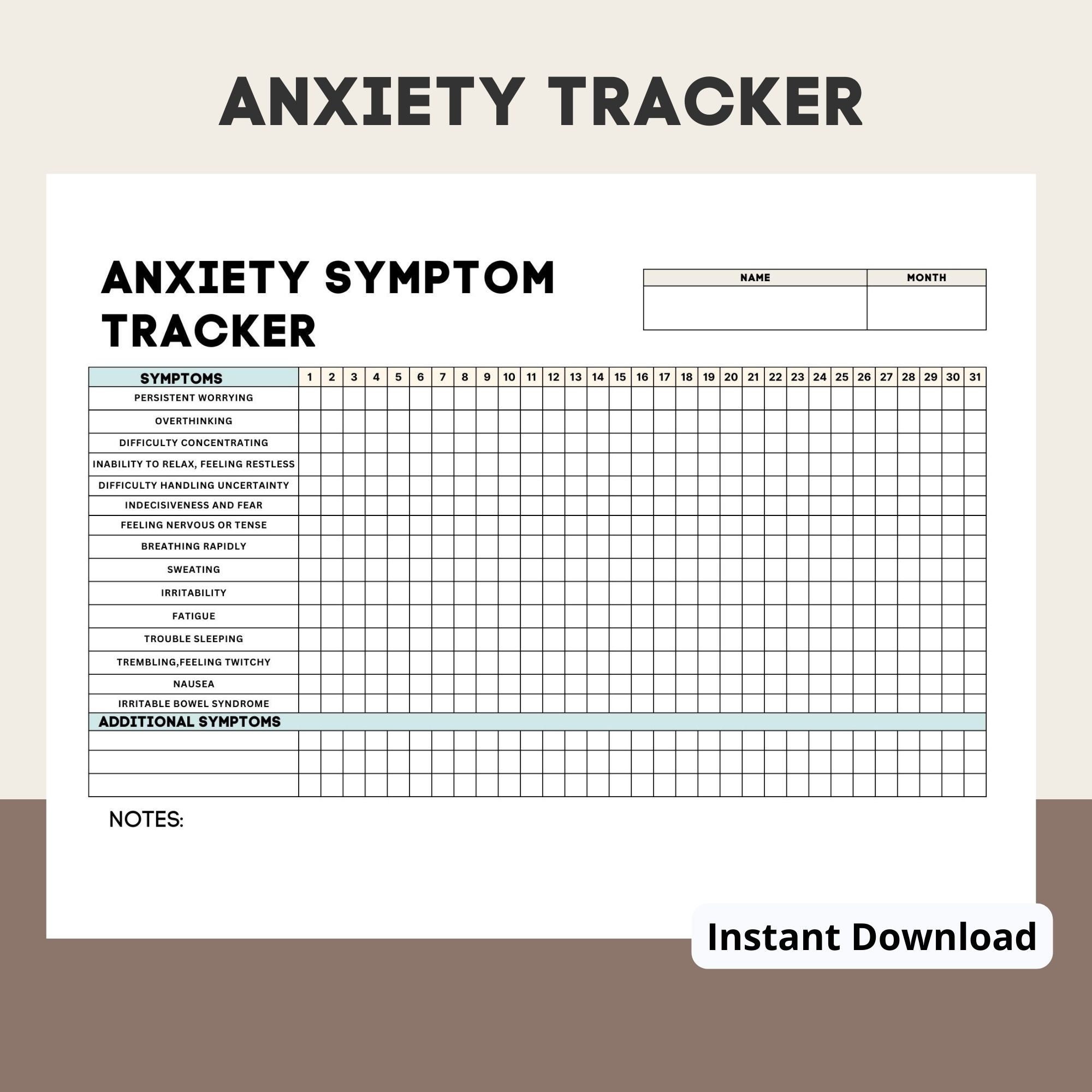 Anxiety Printable Tracker, Anxiety Journal, Mental Health Resource ...