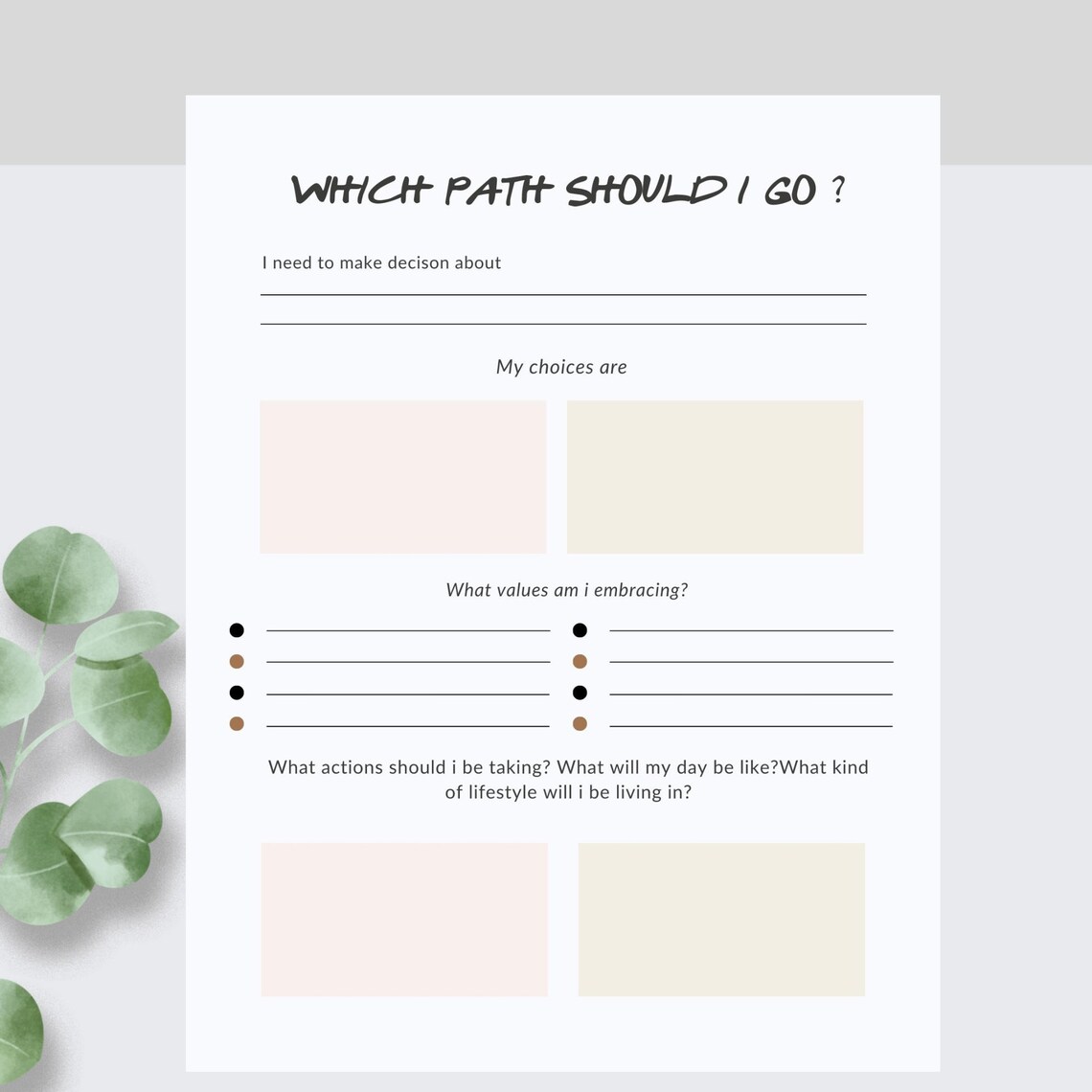 Printable Minimalist Journal,which Path Should I Take,printable Planner ...