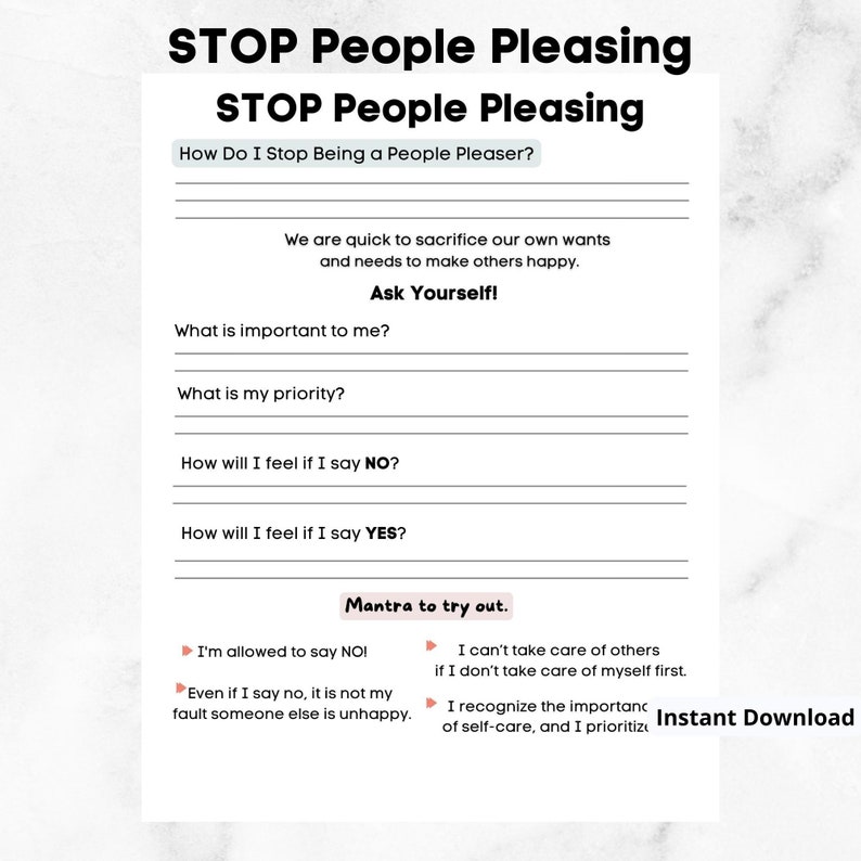 Printable Journal|stop People Pleasing|people Pleaser|self Help|mental ...