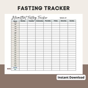 Intermittent Fasting Tracker,printable Tracker, Fasting Tracker,digital ...