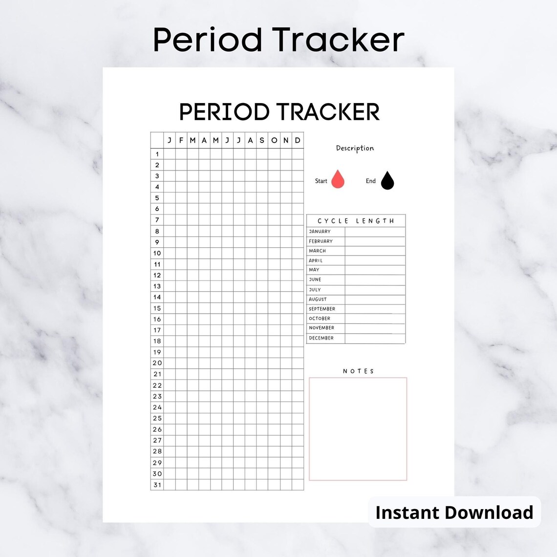 Period Trackerprintable Tracker minimalist Planner Printable ...