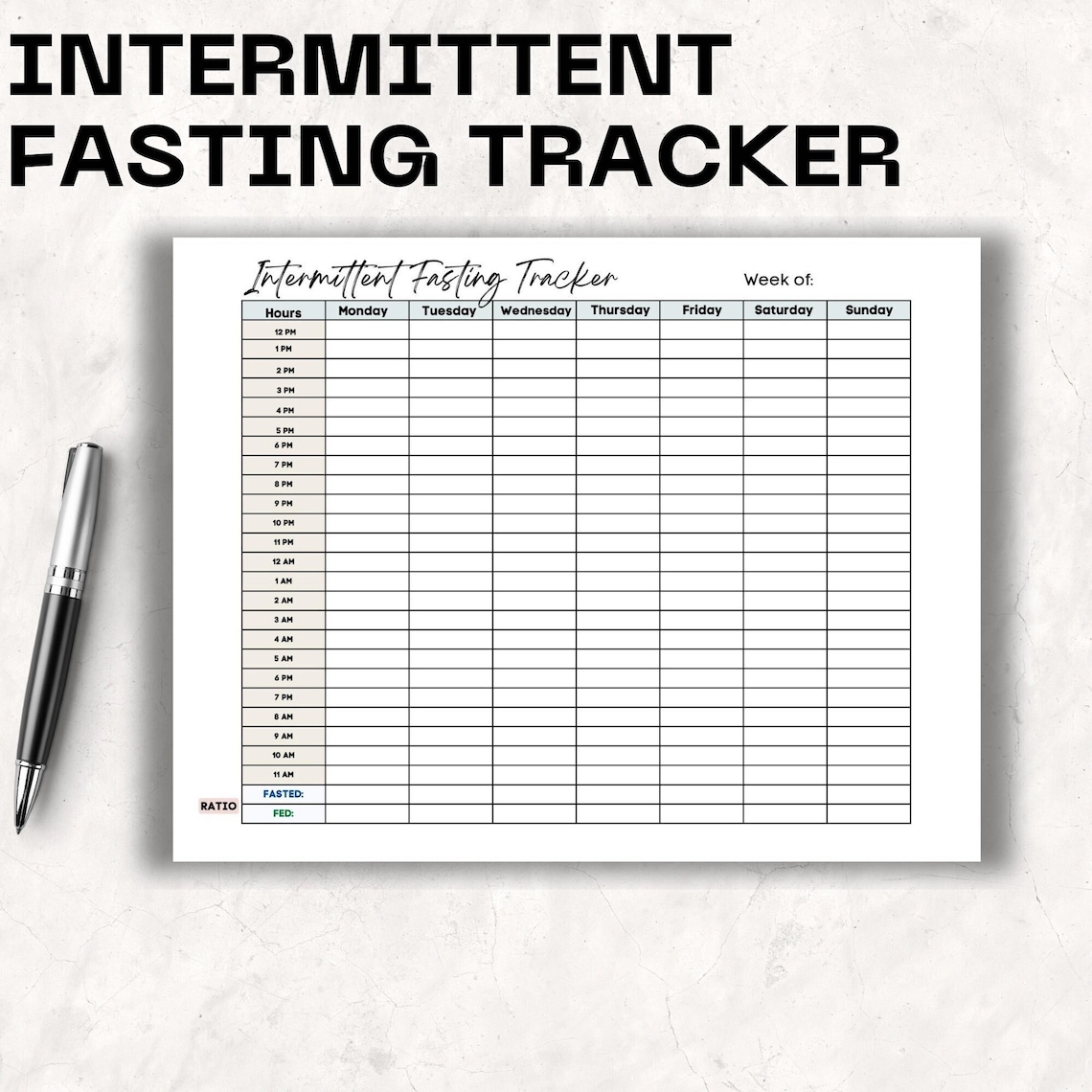 Intermittent Fasting Tracker,printable Tracker, Fasting Tracker,digital ...