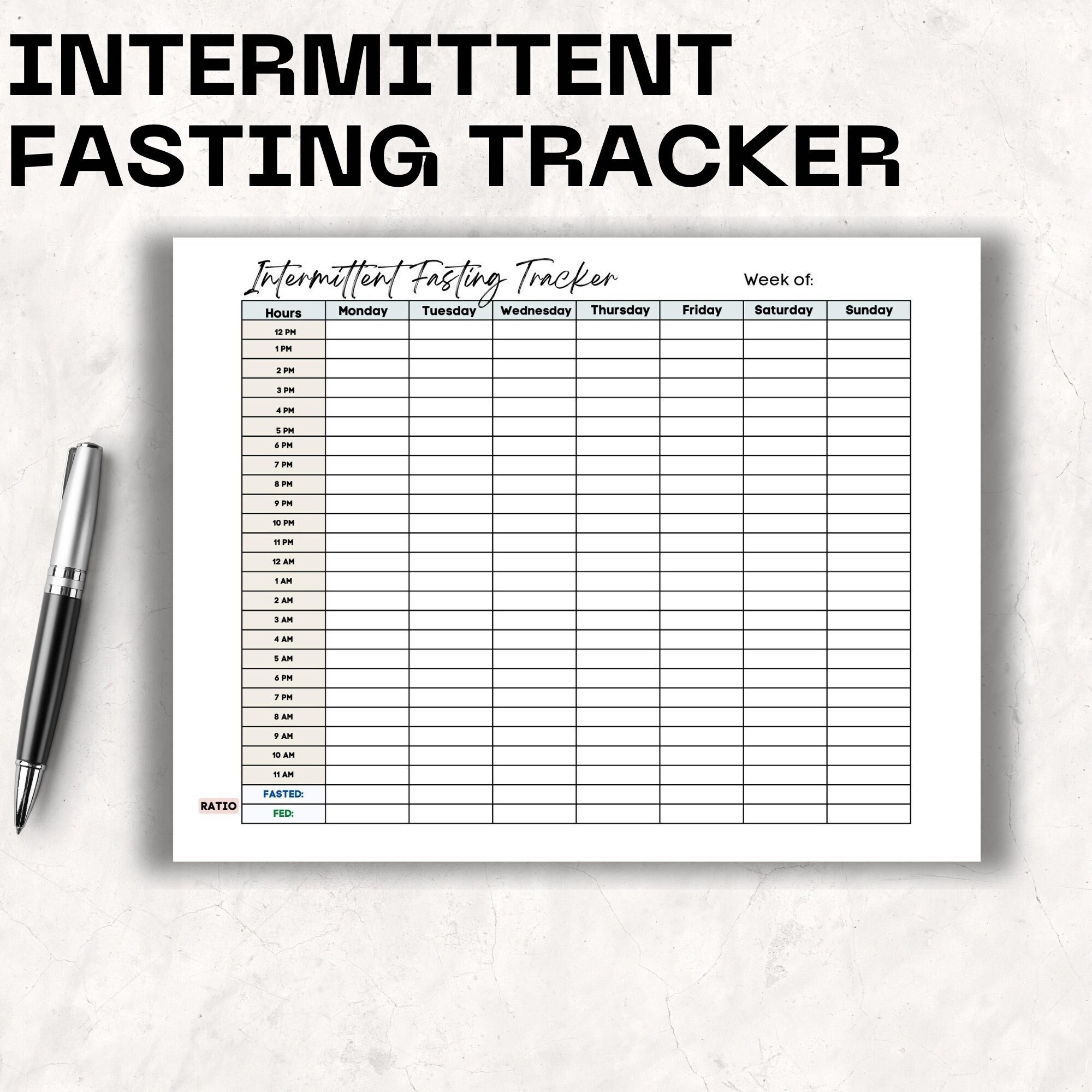Intermittent Fasting Tracker,printable Tracker, Fasting Tracker,digital ...