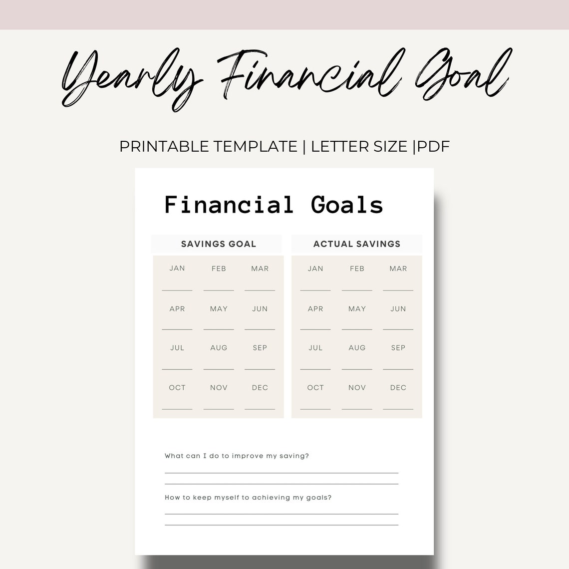 Financial Goals, Printable Financial Planner, Expense Tracker, Budget ...