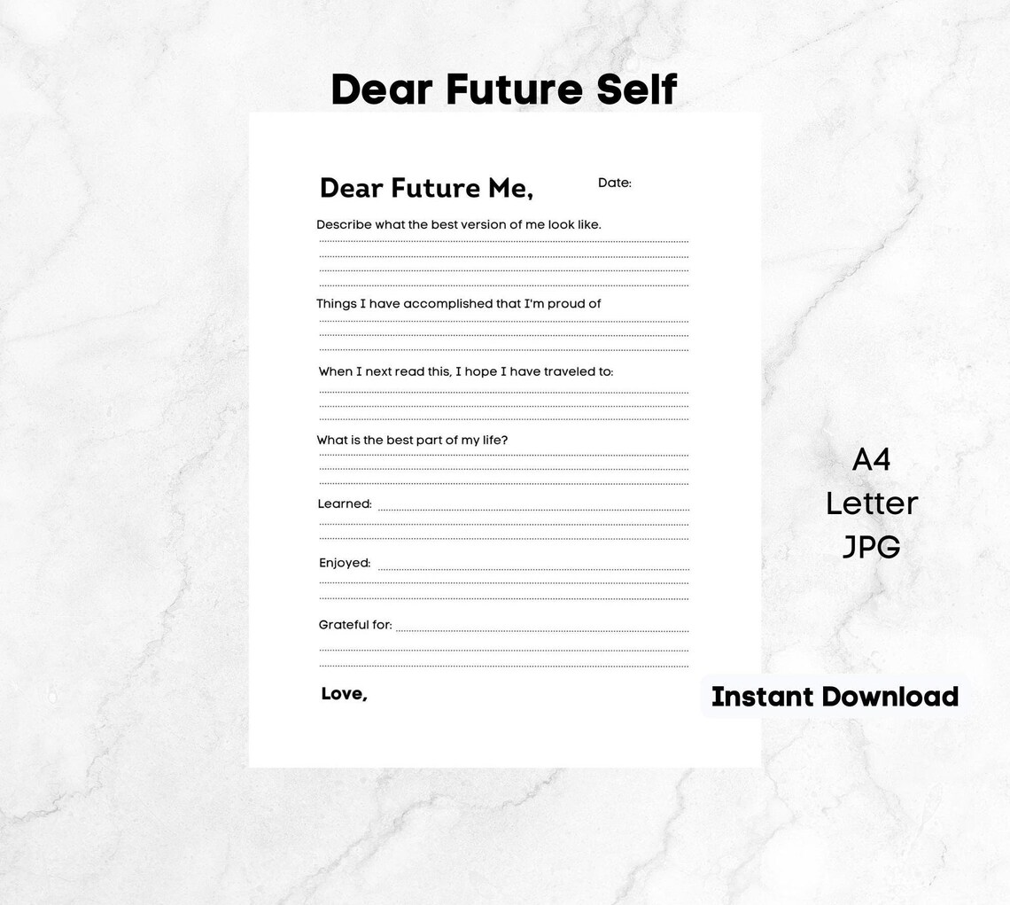Dear Future Meprintable Self Journalself Caredigital Downloaddear ...