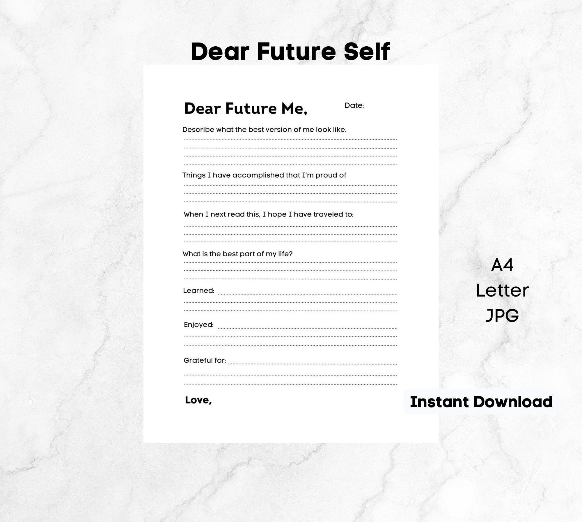 Dear Future Meprintable Self Journalself Caredigital Downloaddear ...