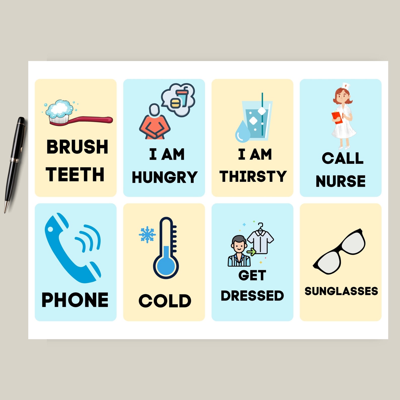 Dementia Care Chart, Printable Flash Cards,visual Cards,memory Care ...