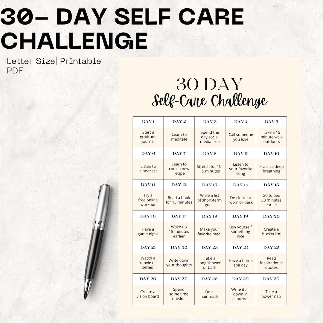 Self Care Challenge |mental Printable for Mental Health|goal Challenge ...