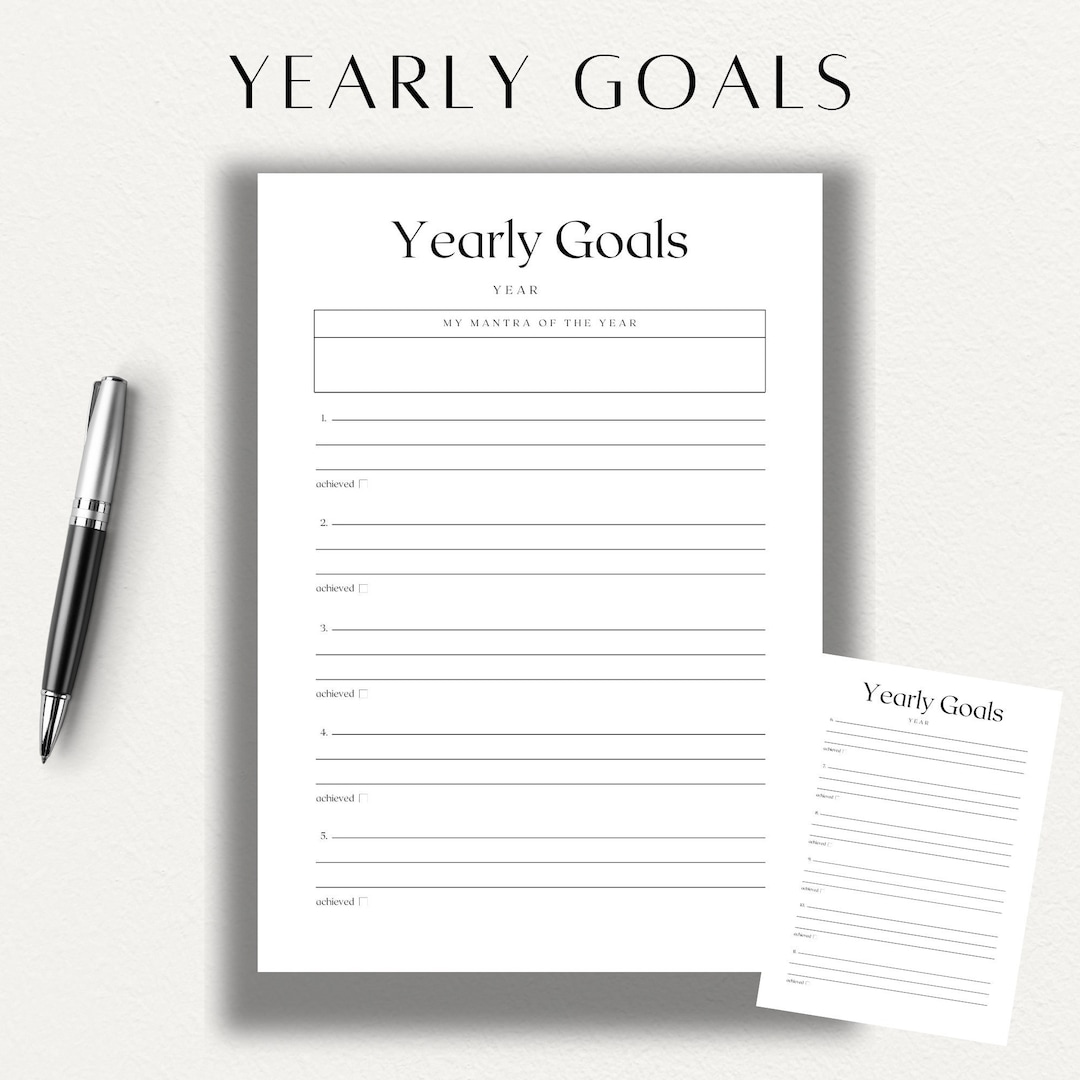 Printable Yearly Goals, Printable Planner, Productivity Planner, PDF ...