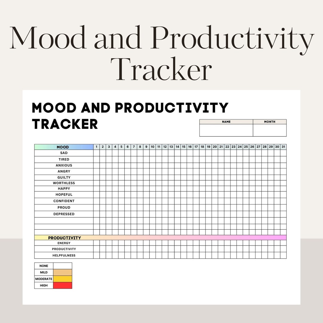 Mood and Productivity Tracker Printable Tracker Daily Planner Printable ...