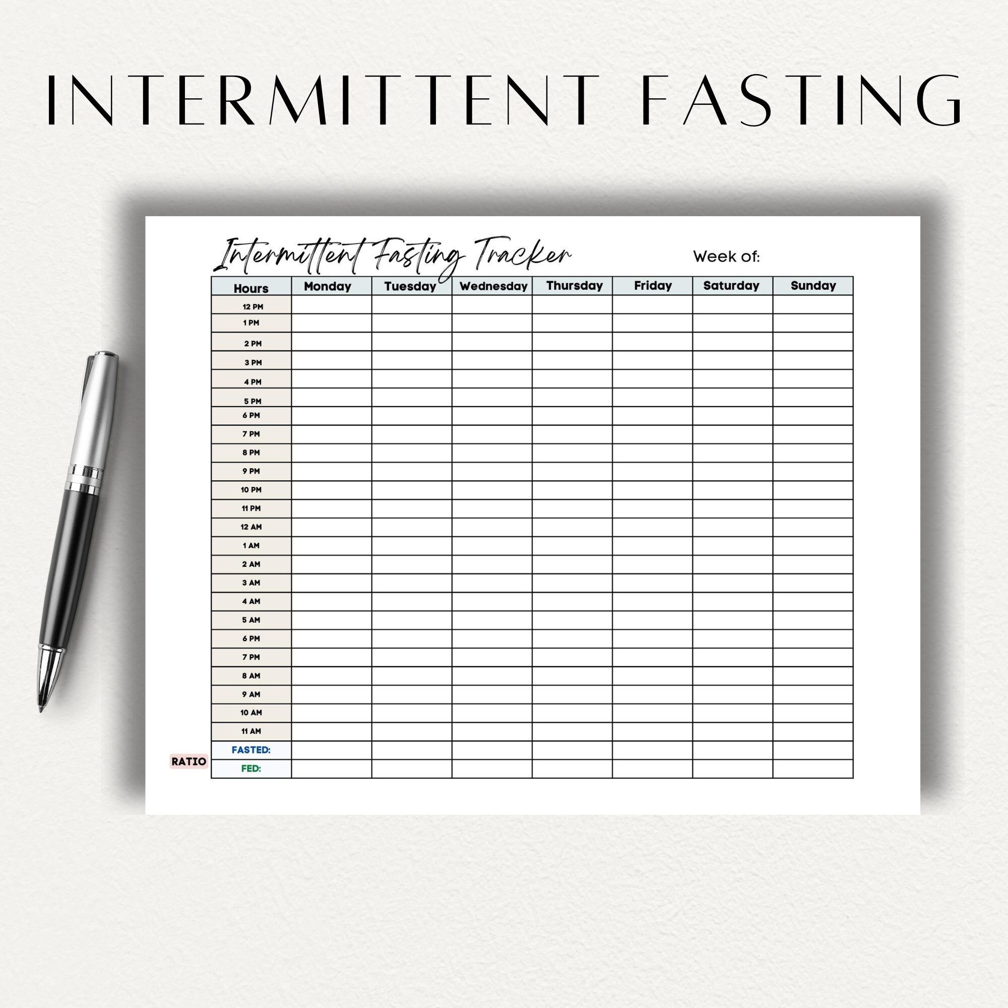 Intermittent Fasting Tracker,printable Tracker, Fasting Tracker,digital ...