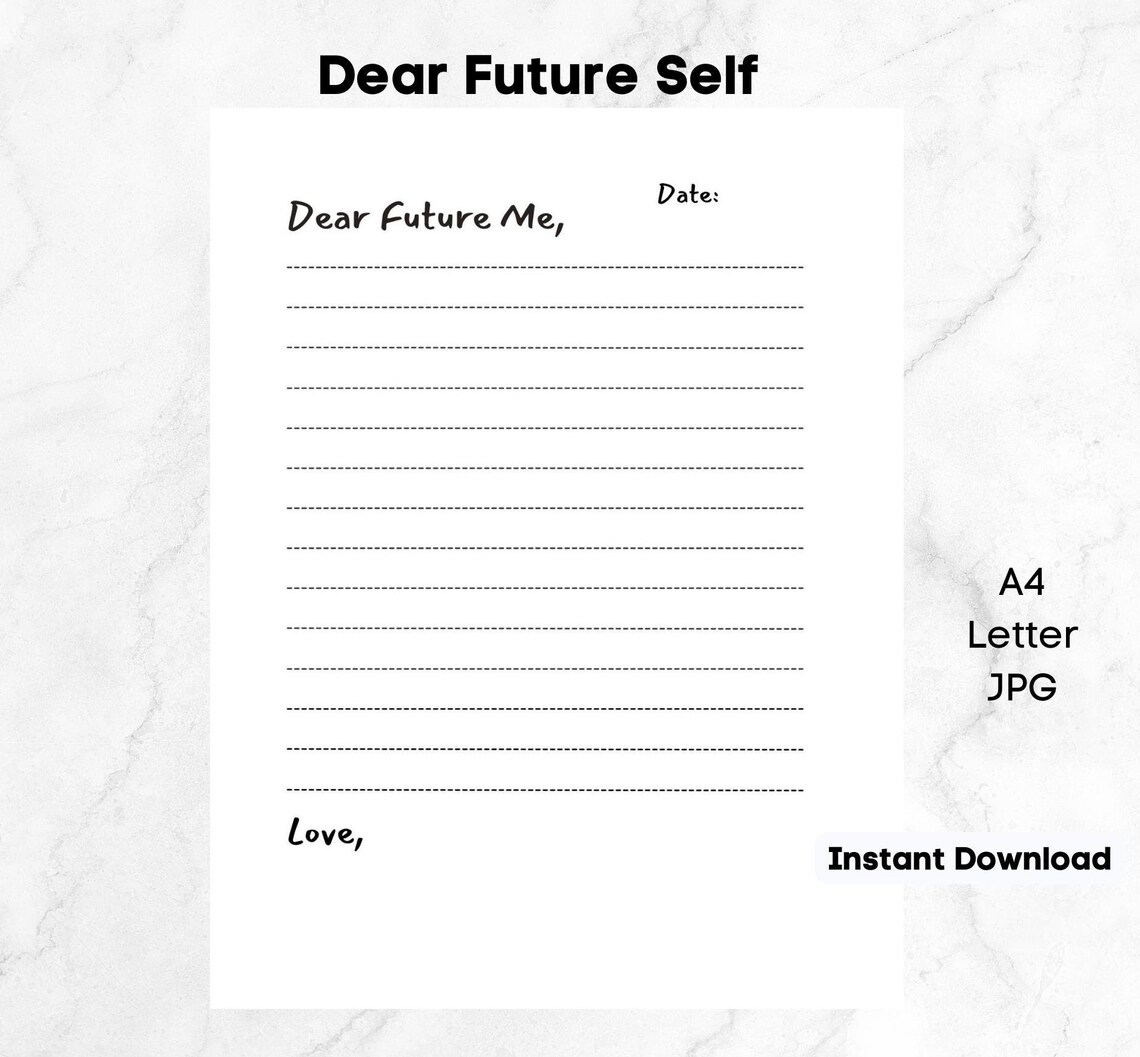Dear Future Meprintable Self Journalself Caredigital Downloaddear ...