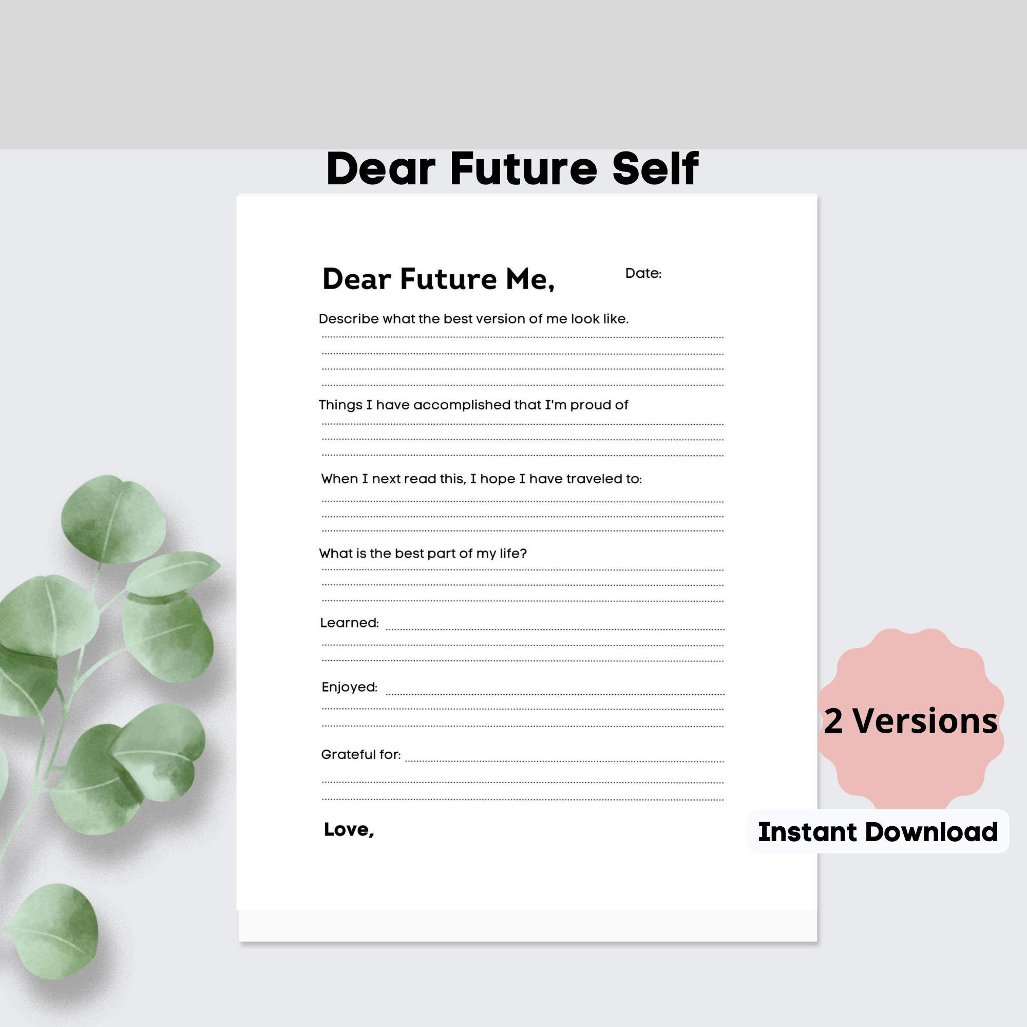 Dear Future Meprintable Self Journalself Caredigital Downloaddear ...