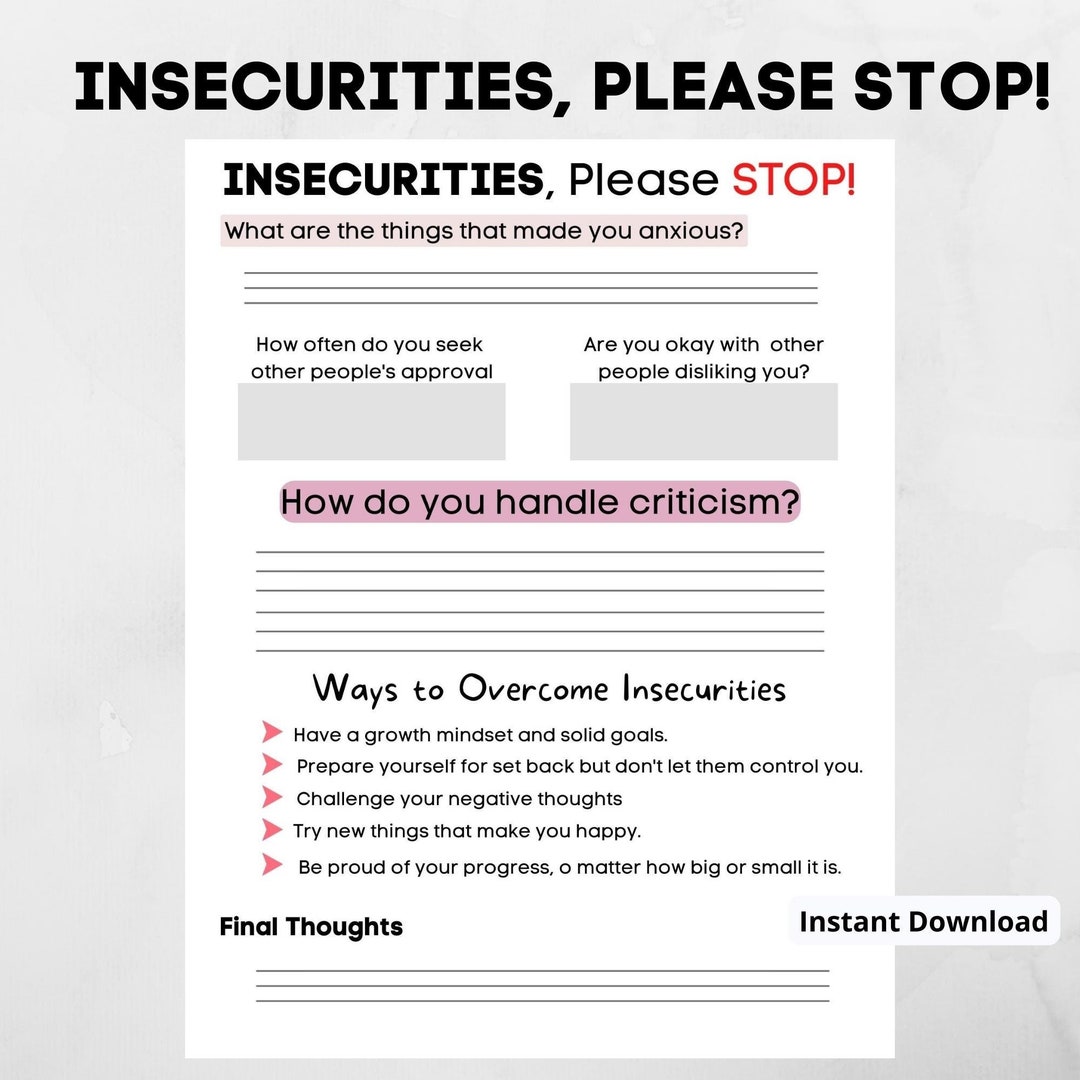 Insecurities Please Stop,printable Planner,mental Health Journal ...