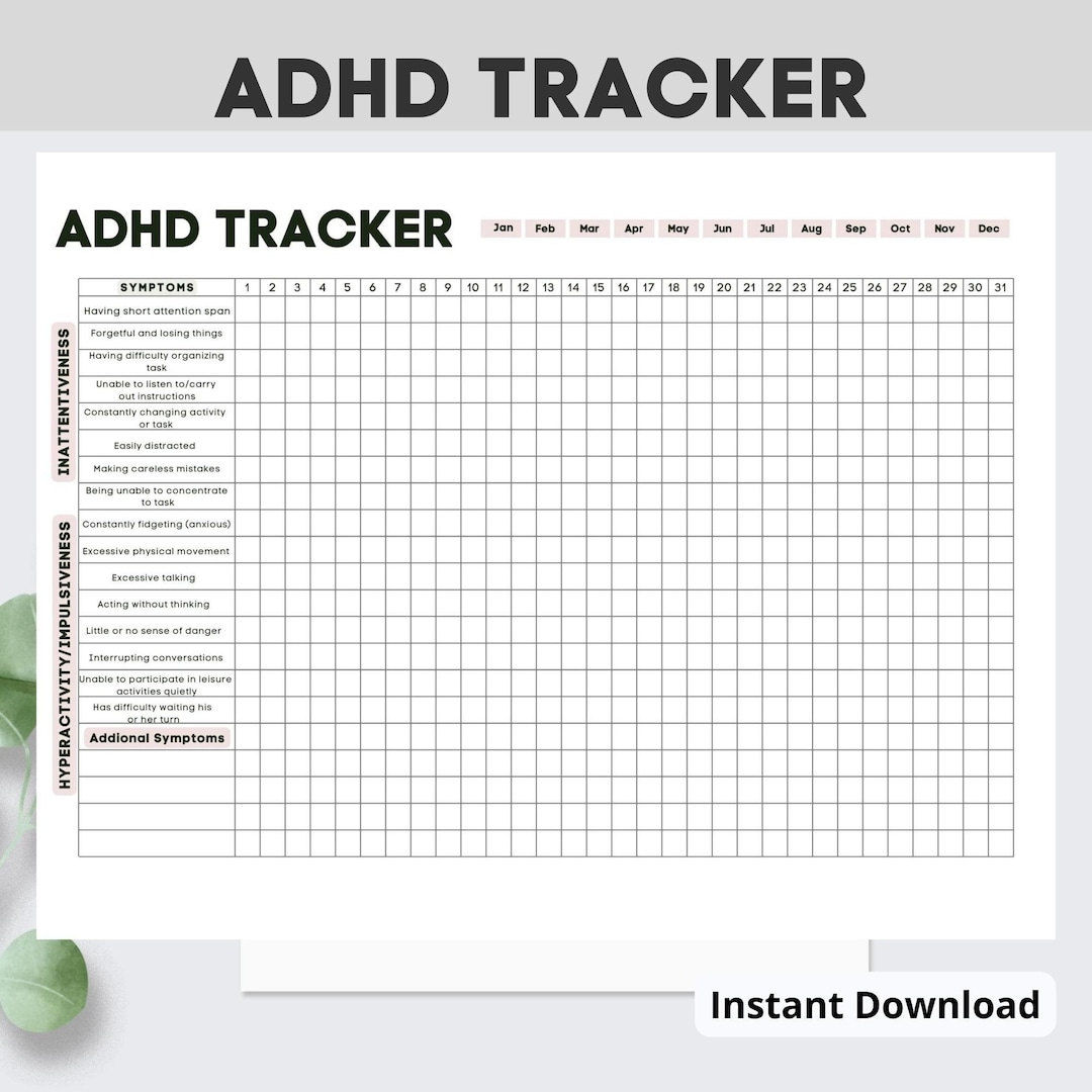 ADHD Tracker|printable Planner|printable Tracker|mental Health|self ...