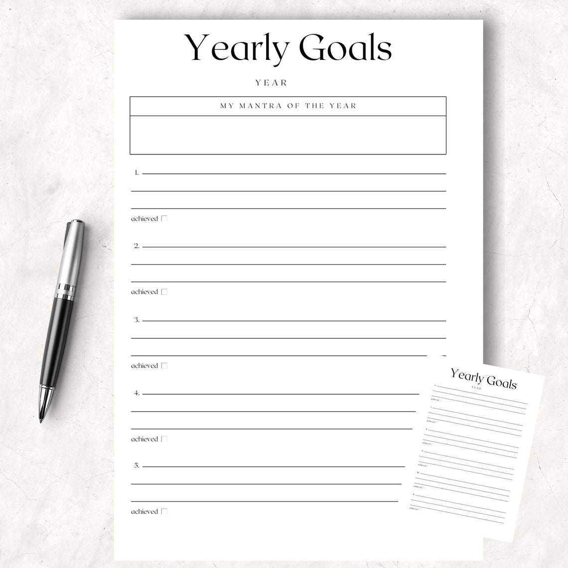 Printable Yearly Goals, Printable Planner, Productivity Planner, PDF ...