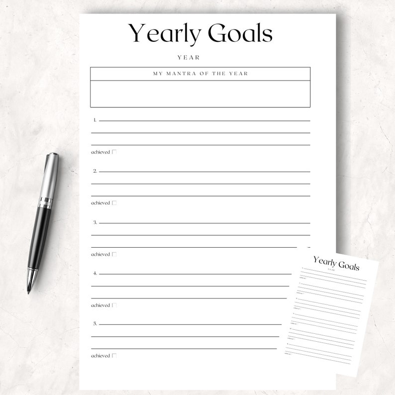 Printable Yearly Goals, Printable Planner, Productivity Planner, PDF ...