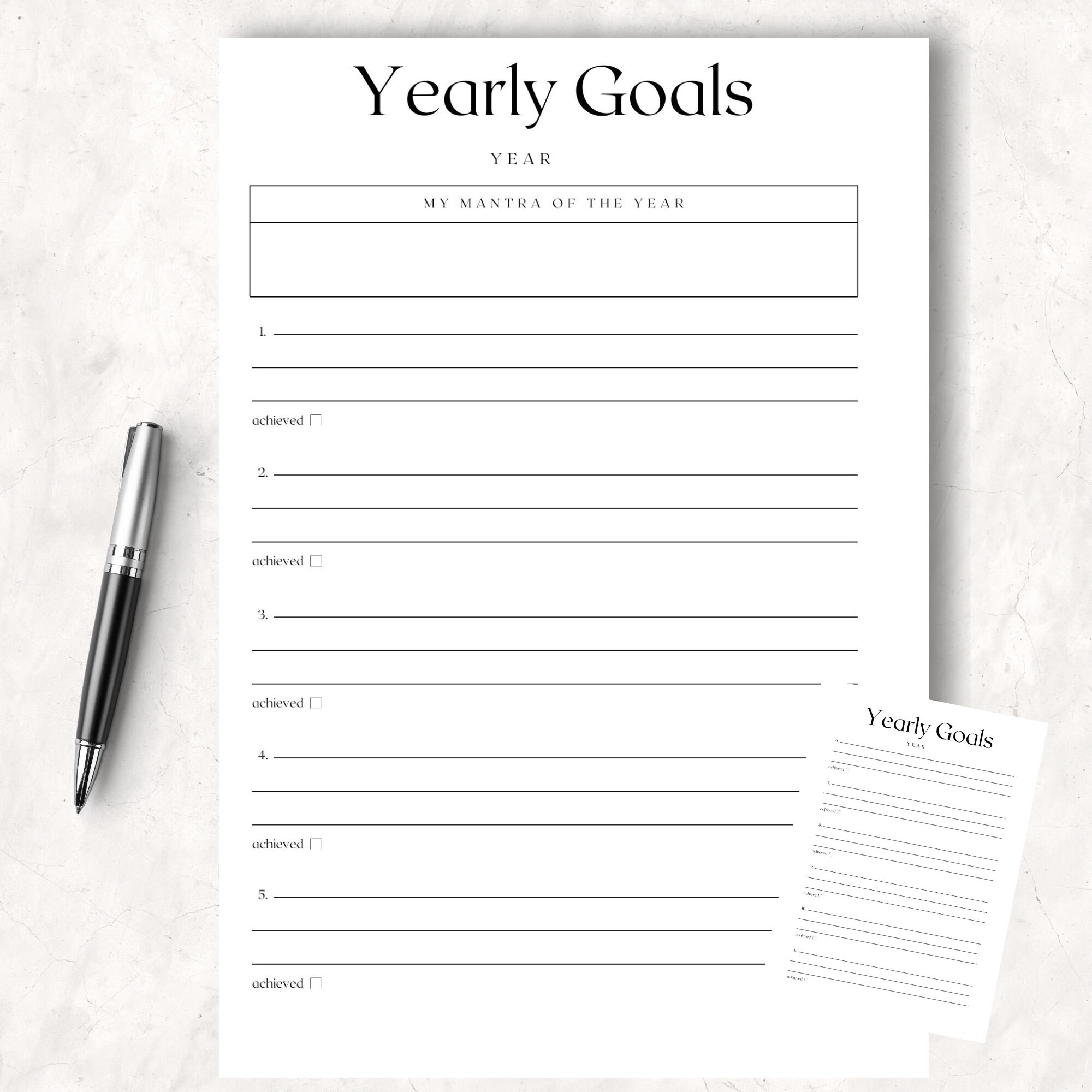 Printable Yearly Goals, Printable Planner, Productivity Planner, PDF ...