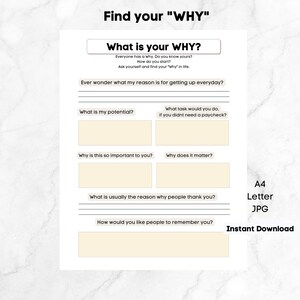 Find Your Why Printable Journal: Self Growth Planner (digital Download ...