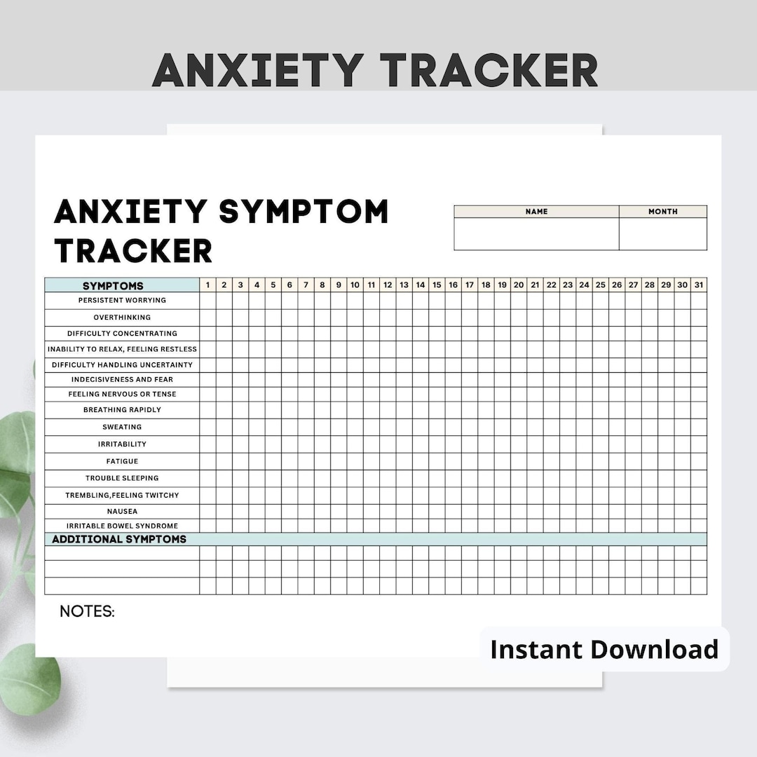 Anxiety Printable Tracker, Anxiety Journal, Mental Health Resource ...
