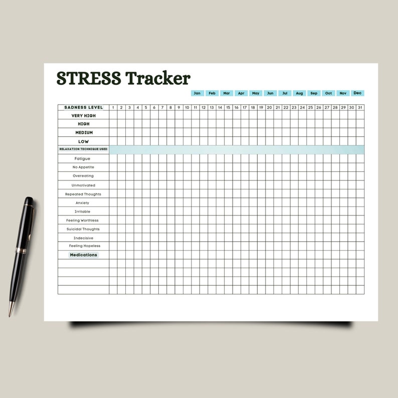 Printable Stress Tracker Mental Health Mood Tracker Stress Management - Etsy