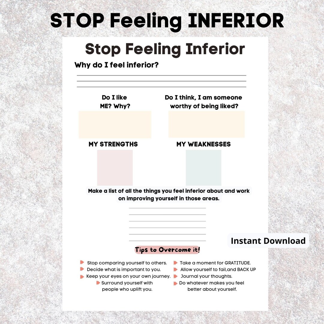 Stop Feeling Inferior,printable Planner,mental Health,self Care,digital ...
