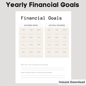 Financial Goals, Printable Financial Planner, Expense Tracker, Budget ...