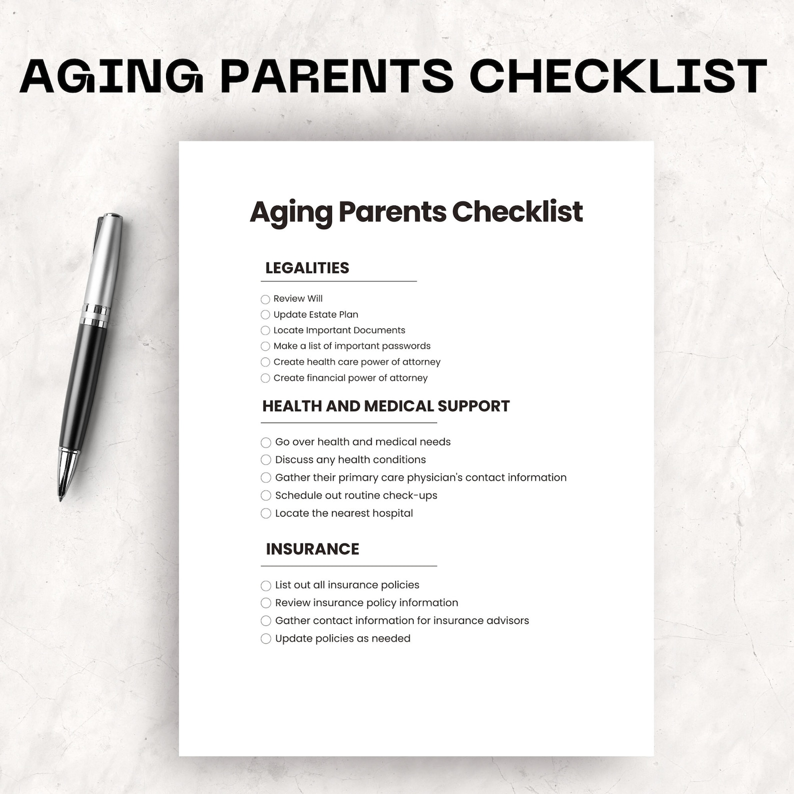 Aging Parents Checklist Printable: Dementia & Elderly Care (PDF) - Etsy