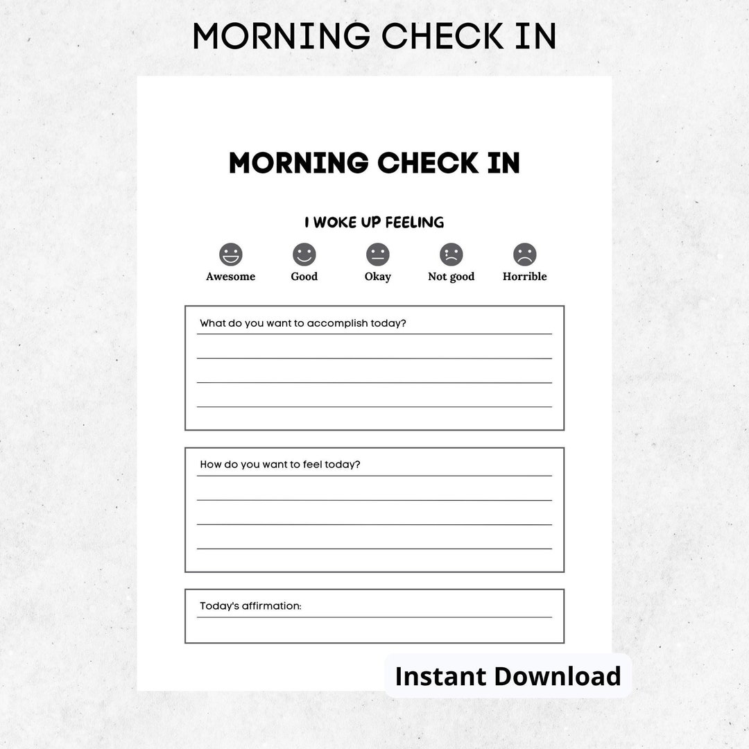 Printable Planner,printable Journal,morning Routine,morning Check In ...