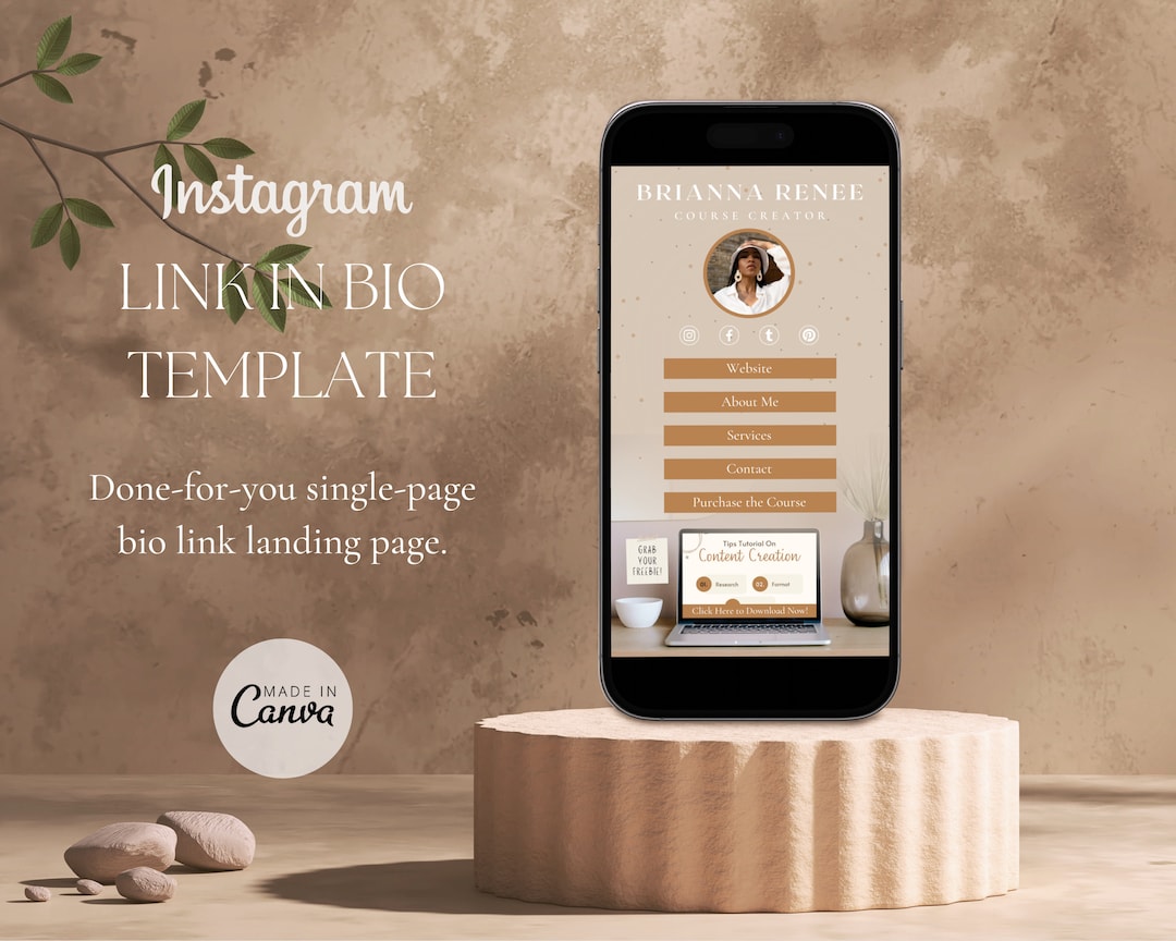 Instagram Bio Link Canva Template, Course Creator Landing Page (digital ...