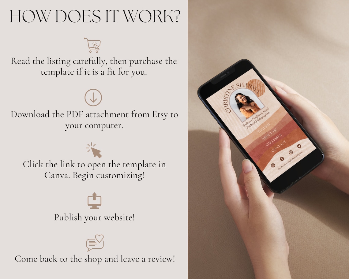 Canva Link in Bio Template for Photographers, Boho Instagram Bio Link ...