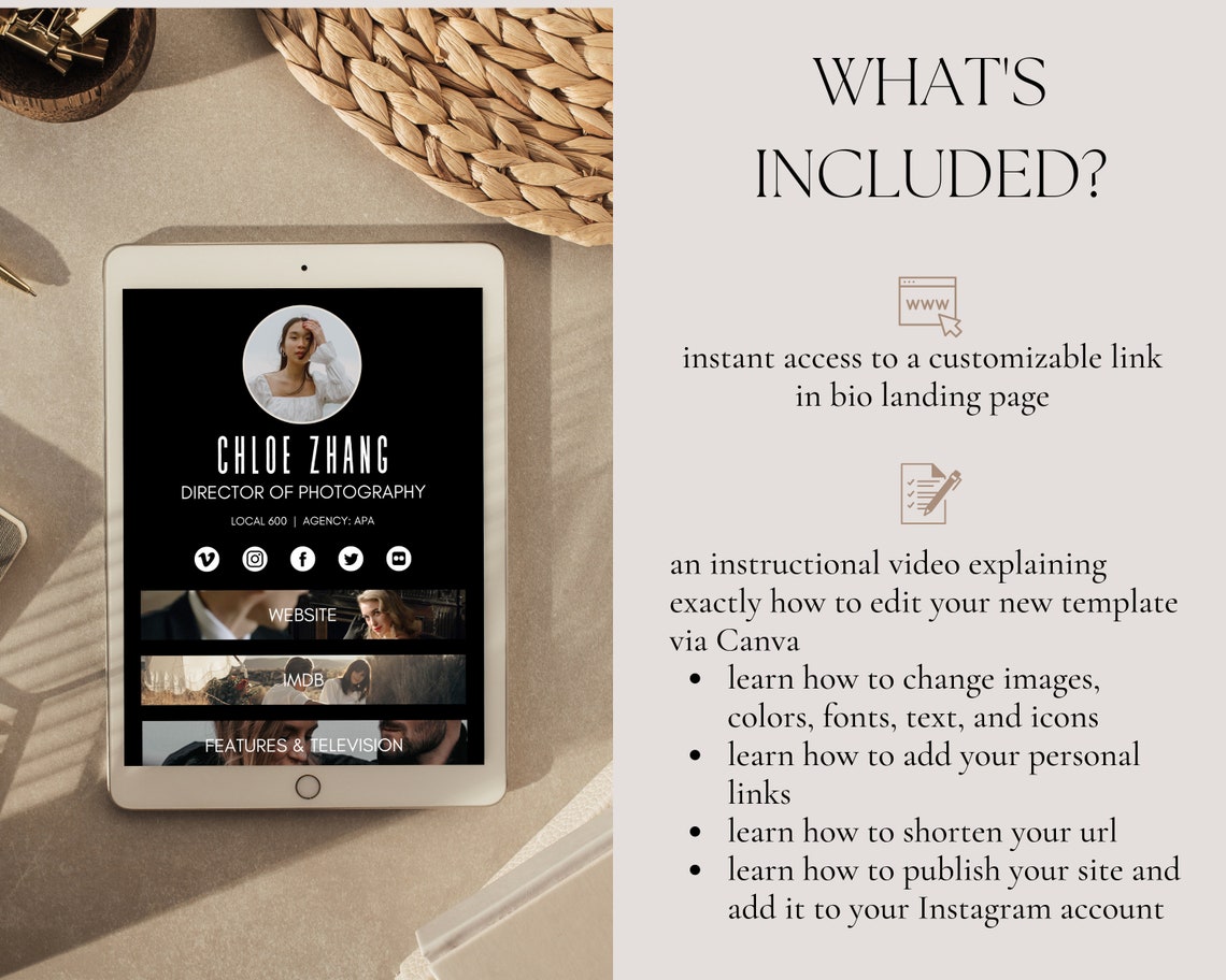 Canva Landing Page, Link in Bio Template for Filmmakers & Photographers ...