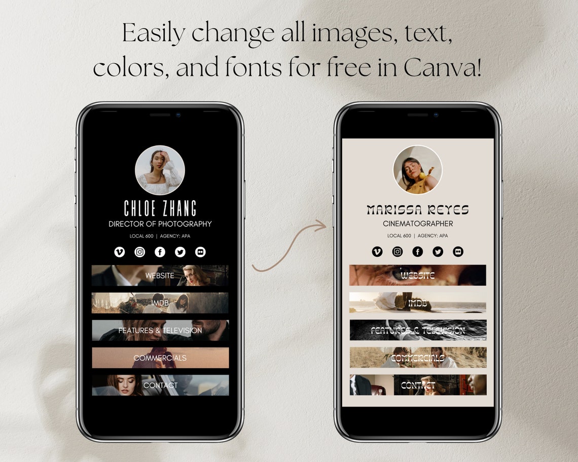 Canva Landing Page, Link in Bio Template for Filmmakers & Photographers ...