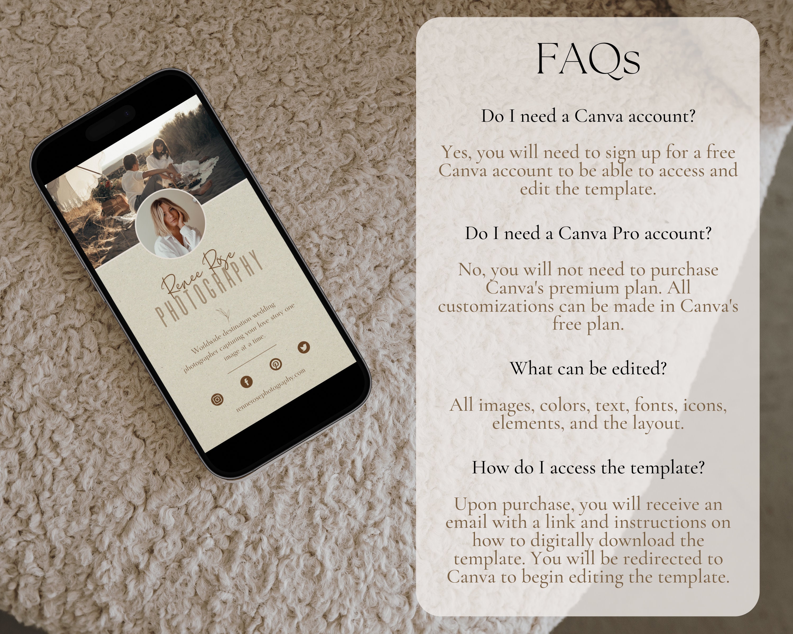 Canva Link in Bio Template for Photographers, Instagram Bio Link ...