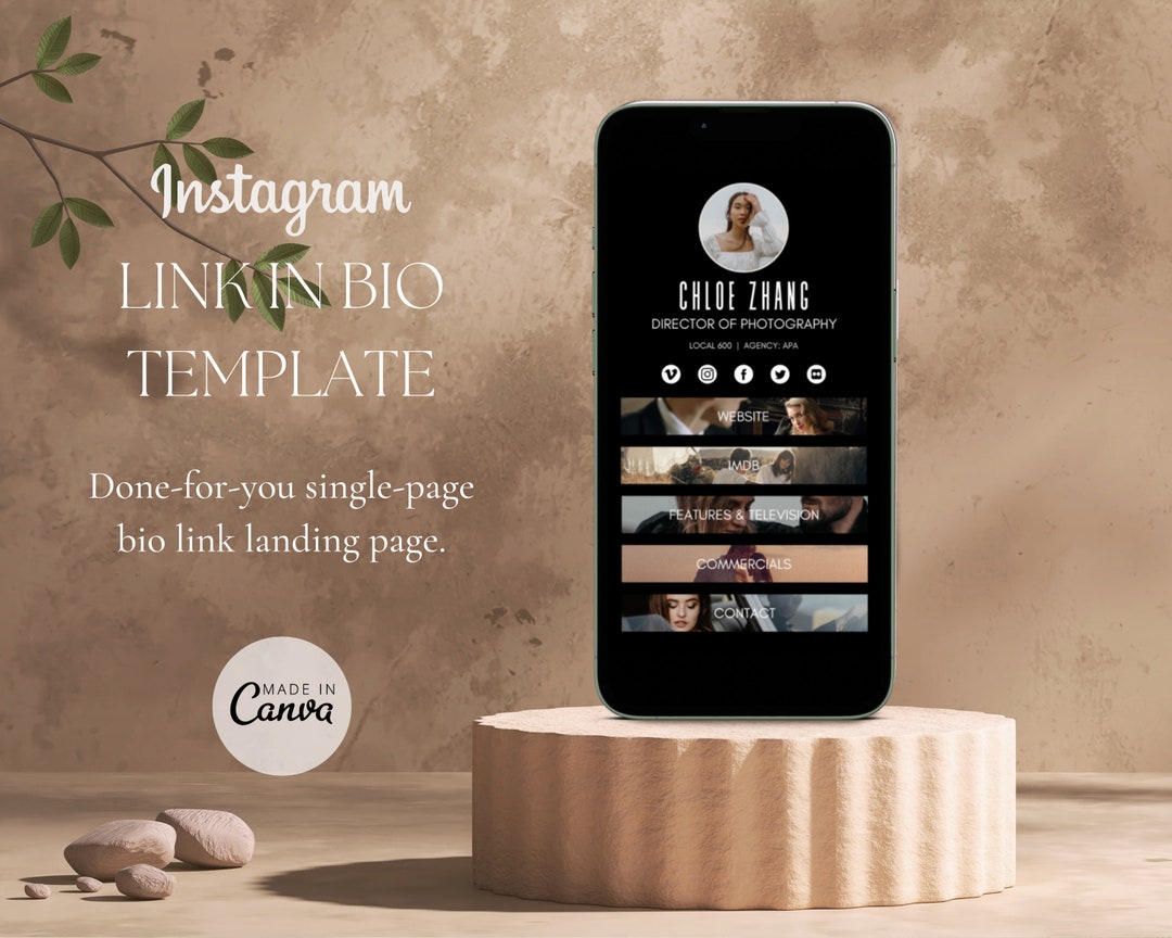 Canva Landing Page, Link in Bio Template for Filmmakers & Photographers, Instagram Bio Link ...